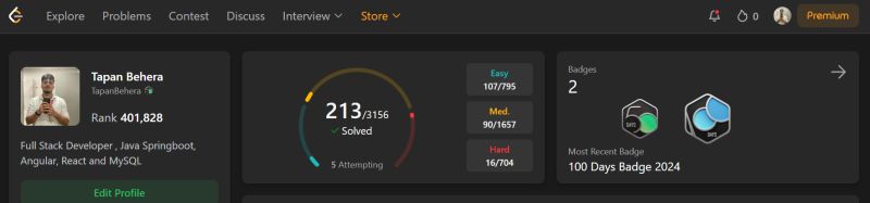 Tapan Behera on LinkedIn: #100daysofcode #leetcode #codingjourney # ... Tapan Behera on LinkedIn: #100daysofcode #leetcode #codingjourney # ...