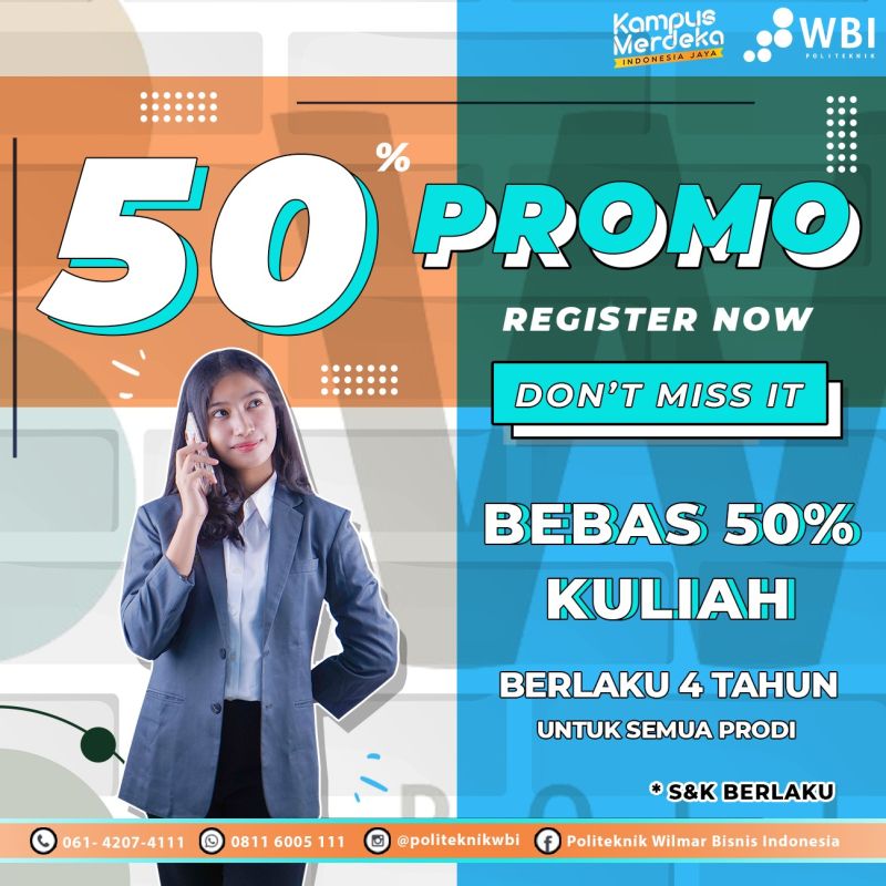 Politeknik WBI on LinkedIn: PMB Politeknik WBI TA 2023/2024 PROMO 50% ... Politeknik WBI on LinkedIn: PMB Politeknik WBI TA 2023/2024 PROMO 50% ...