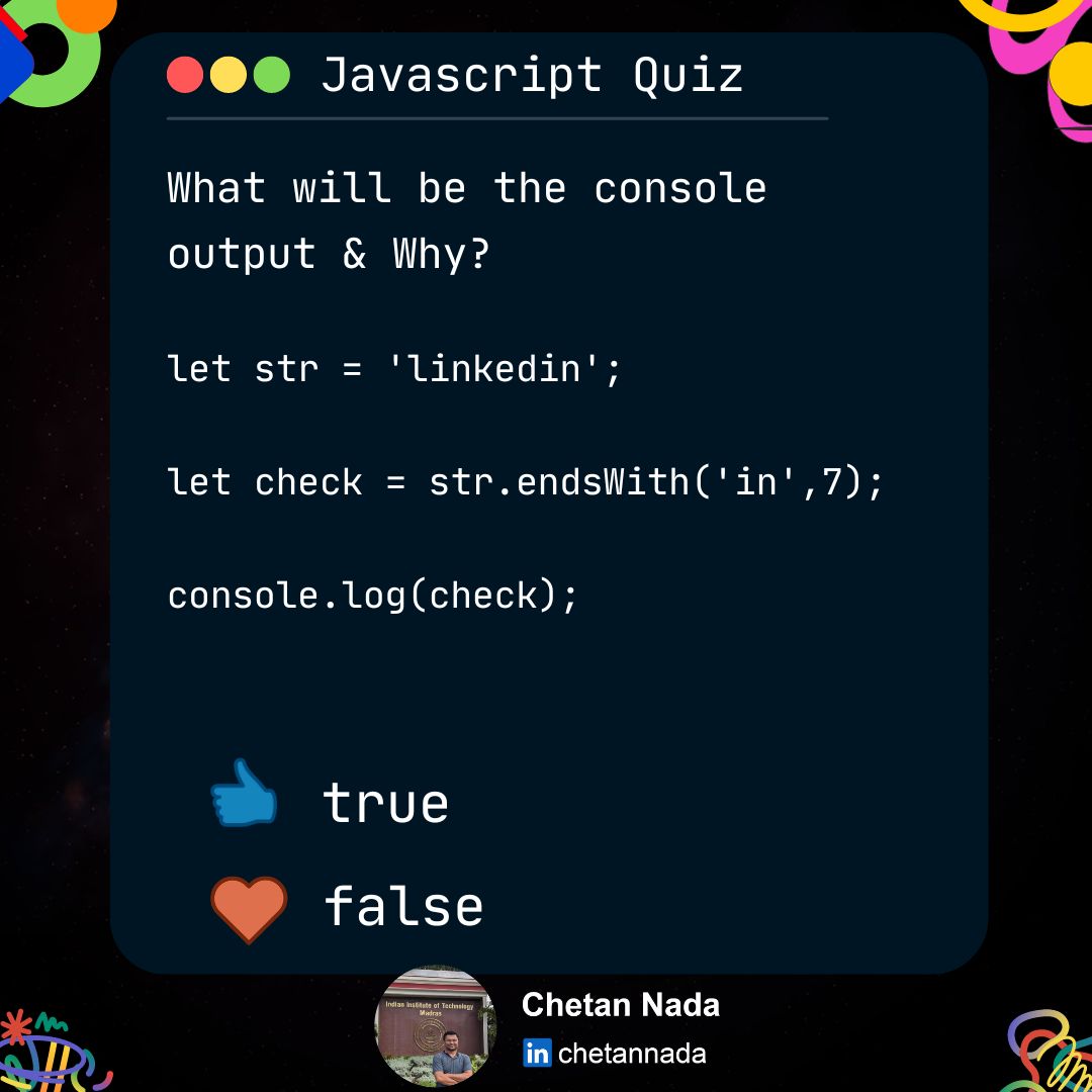 Chetan Nada on LinkedIn: #javascript #quiz #javascriptdeveloper # ... Chetan Nada on LinkedIn: #javascript #quiz #javascriptdeveloper # ...