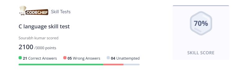Sourabh Kumar Mahuvar on LinkedIn: #codechef #clanguagetest Sourabh Kumar Mahuvar on LinkedIn: #codechef #clanguagetest