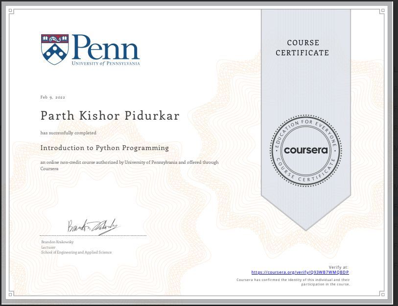 Parth Pidurkar on LinkedIn: #python #codingskills #achievementunlocked Parth Pidurkar on LinkedIn: #python #codingskills #achievementunlocked