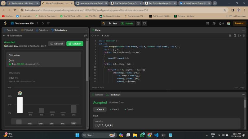 How to Merge Sorted Array on LeetCode | Sanket Devray posted on the ... How to Merge Sorted Array on LeetCode | Sanket Devray posted on the ...