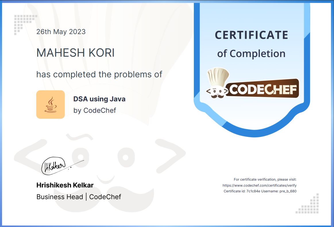 Mahesh Kori on LinkedIn: #java #programminglanguages #developer #codechef Mahesh Kori on LinkedIn: #java #programminglanguages #developer #codechef