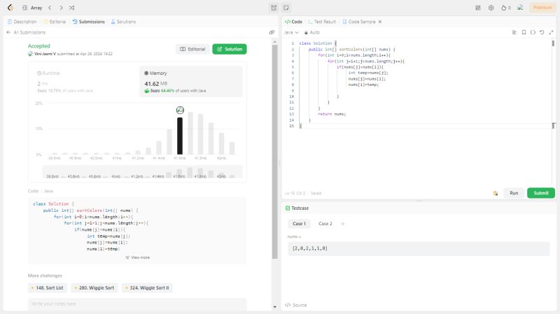 Day 6 of #100DaysOfCode Challenge: Sort Colors | Vini Jasmi V posted on ... Day 6 of #100DaysOfCode Challenge: Sort Colors | Vini Jasmi V posted on ...
