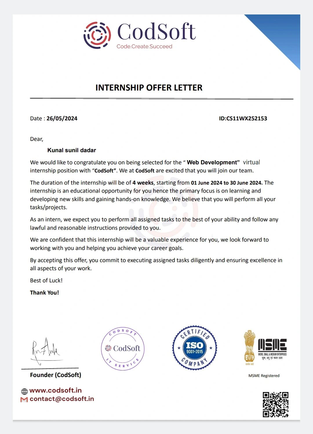 Kunal Dadar on LinkedIn: #internship #webdevelopment #codesoft Kunal Dadar on LinkedIn: #internship #webdevelopment #codesoft