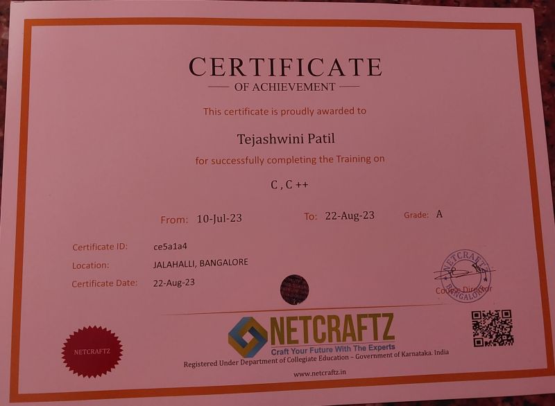 Tejashwini Patil on LinkedIn: #cprogramming #cplusplus #certification # ... Tejashwini Patil on LinkedIn: #cprogramming #cplusplus #certification # ...