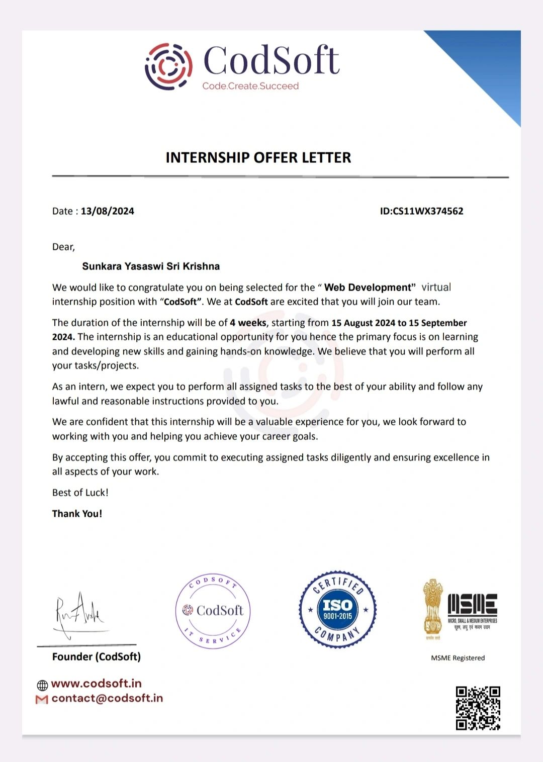 Sunkara Yasaswi Sri Krishna on LinkedIn: #internship #webdevelopment # ... Sunkara Yasaswi Sri Krishna on LinkedIn: #internship #webdevelopment # ...