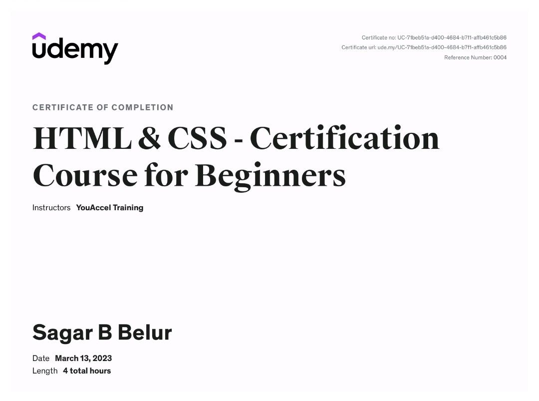 Sagar B Belur on LinkedIn: #udemy #html #css Sagar B Belur on LinkedIn: #udemy #html #css