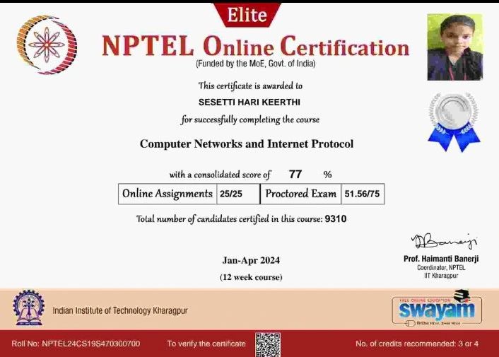 Sesetti Hari Keerthi on LinkedIn: #nptel #swayam Sesetti Hari Keerthi on LinkedIn: #nptel #swayam