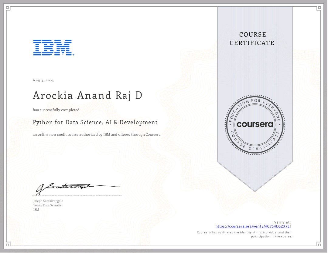 Arockia Anand Raj D on LinkedIn: #pythonfordatascience #ibm #coursera # ... Arockia Anand Raj D on LinkedIn: #pythonfordatascience #ibm #coursera # ...