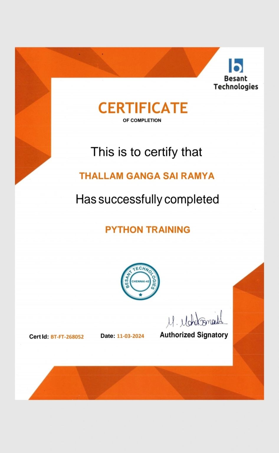 Thallam Sai Ramya on LinkedIn: #besanttechnologies #pythonprogramming # ... Thallam Sai Ramya on LinkedIn: #besanttechnologies #pythonprogramming # ...