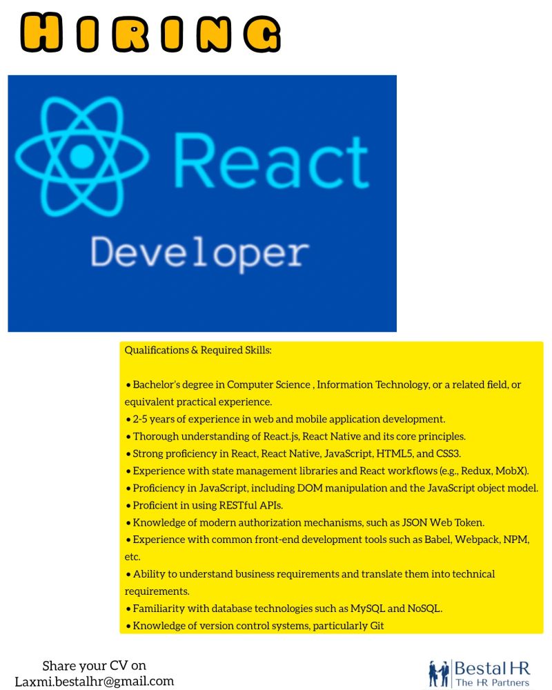 Laxmi Sharma on LinkedIn: #hiring #reactdeveloper #reactjs #reactnative ... Laxmi Sharma on LinkedIn: #hiring #reactdeveloper #reactjs #reactnative ...