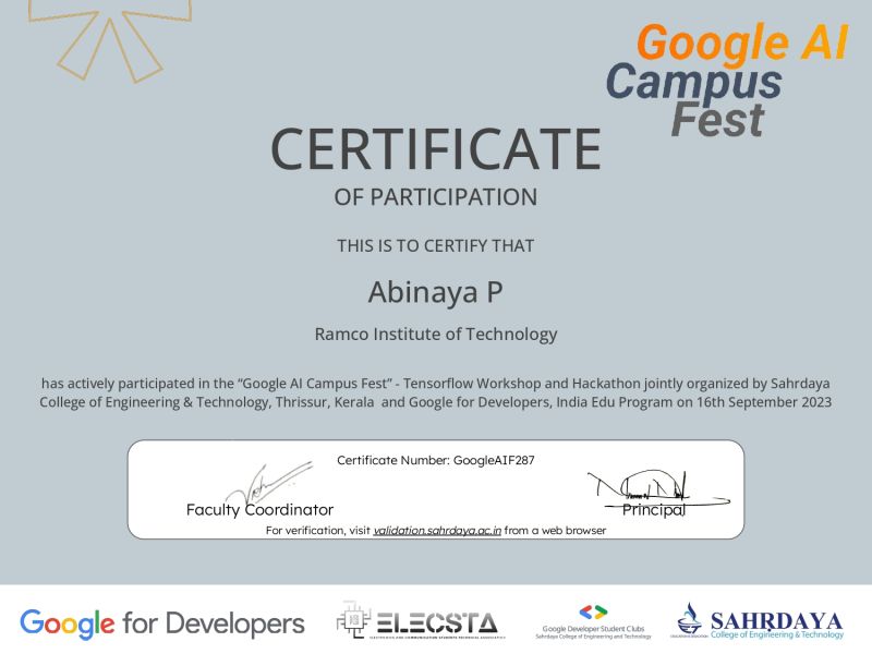 Abinaya P on LinkedIn: #googleaicampusfest #hackathondebut #tensorflow ... Abinaya P on LinkedIn: #googleaicampusfest #hackathondebut #tensorflow ...