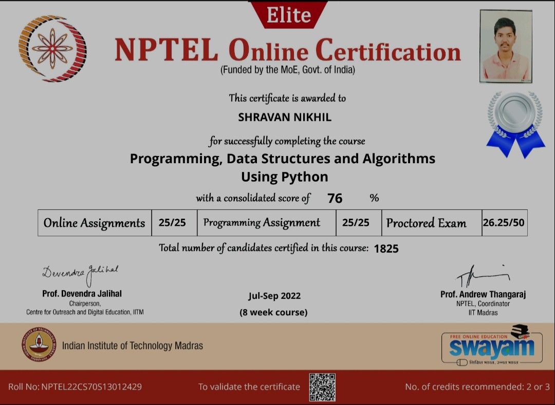 Shravan Nikhil on LinkedIn: #programming #dsa #python #nptel Shravan Nikhil on LinkedIn: #programming #dsa #python #nptel