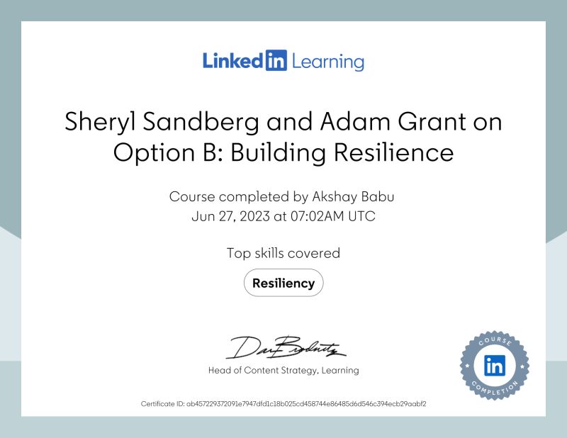 Akshay Babu on LinkedIn: Certificate of Completion Akshay Babu on LinkedIn: Certificate of Completion