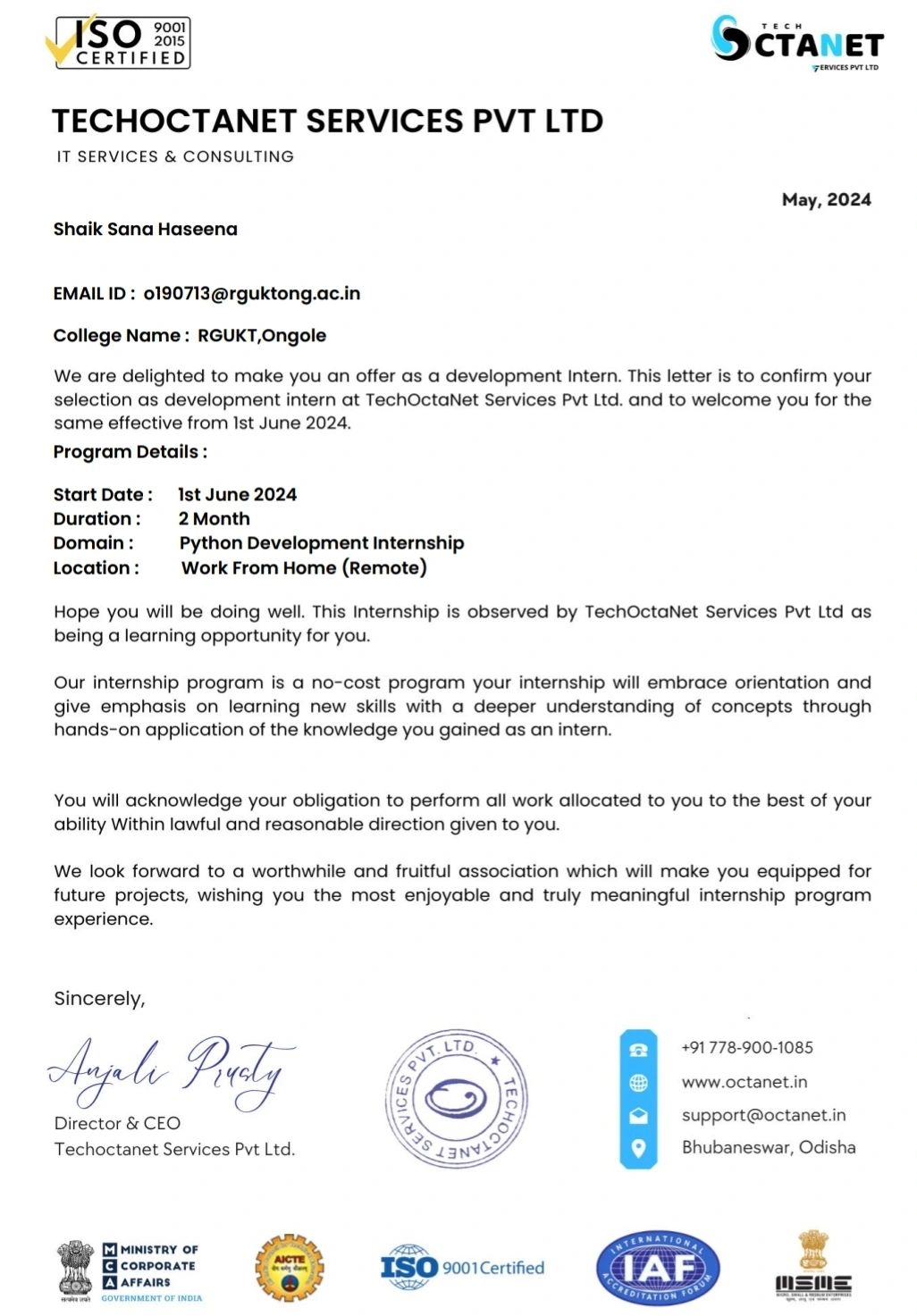 Sana Haseena Shaik on LinkedIn: #pythondeveloper #octanet # ... Sana Haseena Shaik on LinkedIn: #pythondeveloper #octanet # ...