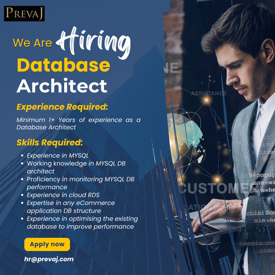 Prevaj Consultants Pvt Ltd on LinkedIn: #databasearchitect #mysql # ... Prevaj Consultants Pvt Ltd on LinkedIn: #databasearchitect #mysql # ...