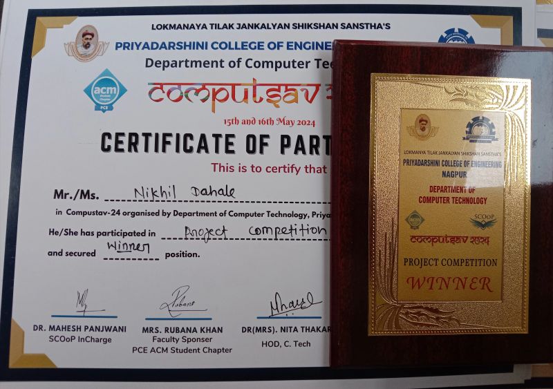 Nikhil Dahale on LinkedIn: #finalyear #achievements #competition #winner Nikhil Dahale on LinkedIn: #finalyear #achievements #competition #winner