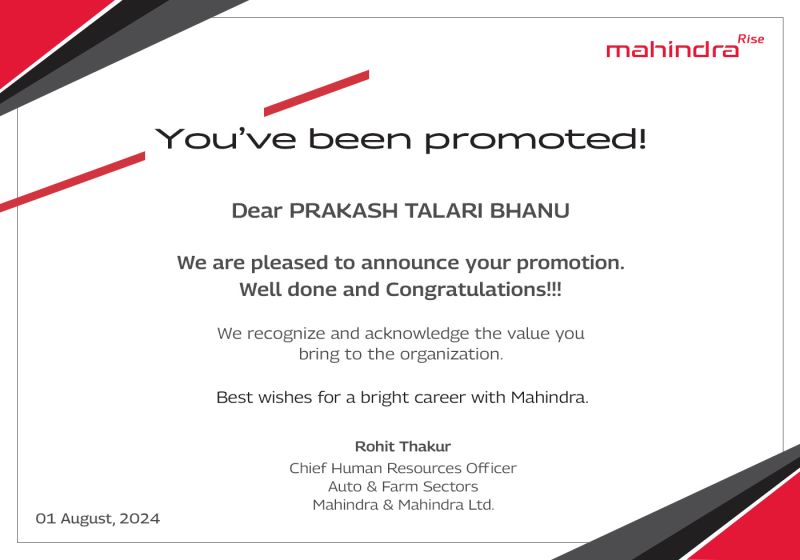 Bhanu Prakash Talari on LinkedIn: #promotion #careergrowth #mahindra # ... Bhanu Prakash Talari on LinkedIn: #promotion #careergrowth #mahindra # ...