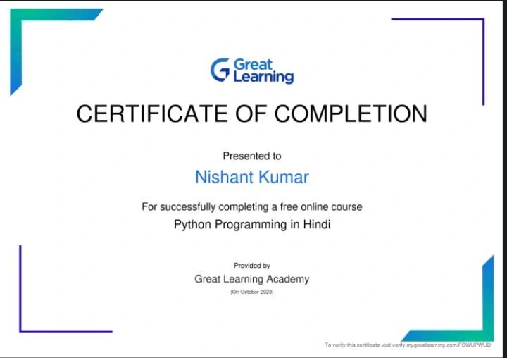 Nishant Kumar •2nd on LinkedIn: Completed python course Nishant Kumar •2nd on LinkedIn: Completed python course