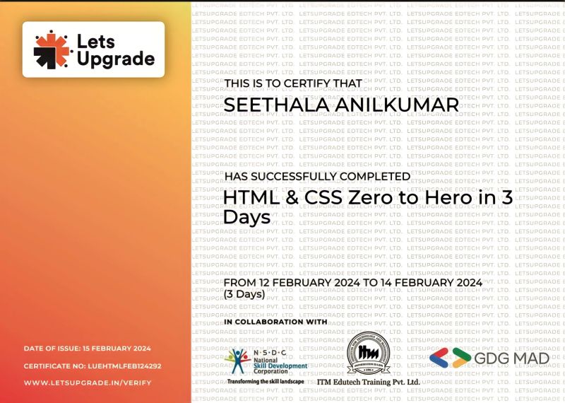 SEETHALA ANILKUMAR on LinkedIn: #letsupgrade #htmlcss #webdevelopment SEETHALA ANILKUMAR on LinkedIn: #letsupgrade #htmlcss #webdevelopment