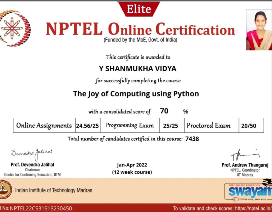 Shanmukha Vidya Yaragogu on LinkedIn: #nptel Shanmukha Vidya Yaragogu on LinkedIn: #nptel