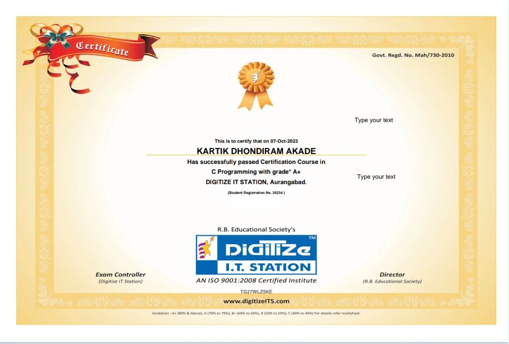 Kartik Akade on LinkedIn: #c #certification #programming Kartik Akade on LinkedIn: #c #certification #programming