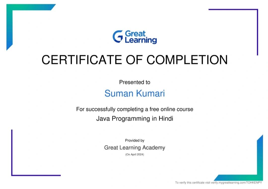 SUMAN KUMARI on LinkedIn: #greatlearning SUMAN KUMARI on LinkedIn: #greatlearning