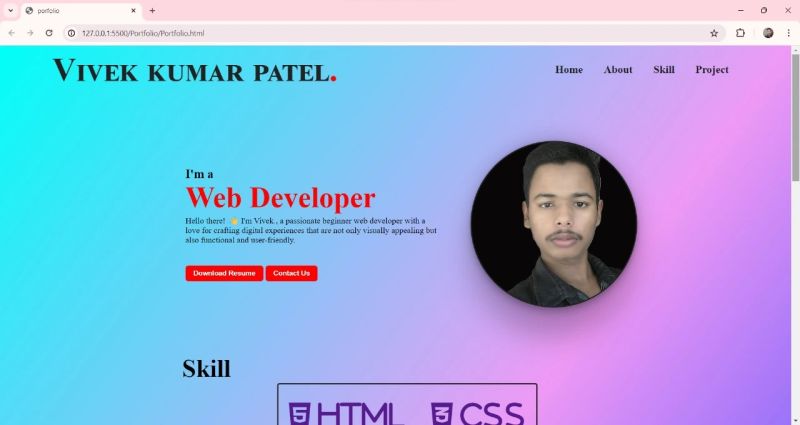 Vivek kumar patel on LinkedIn: My first portfolio using only HTML5 and CSS Vivek kumar patel on LinkedIn: My first portfolio using only HTML5 and CSS