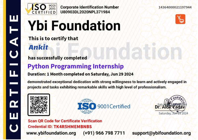 Ankit Gujjar on LinkedIn: #pythonprogramming #internship # ... Ankit Gujjar on LinkedIn: #pythonprogramming #internship # ...