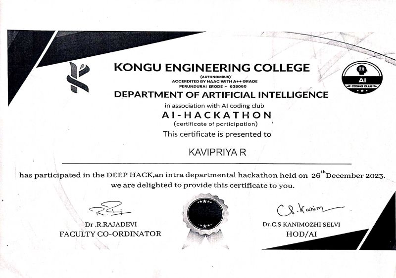 Kavipriya Rajavel on LinkedIn: #ai #hackathon #innovation Kavipriya Rajavel on LinkedIn: #ai #hackathon #innovation