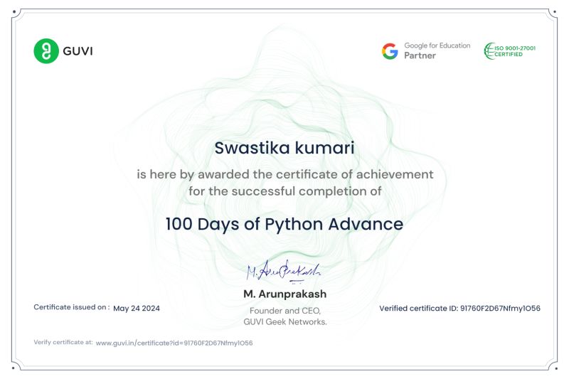 Swastika Kumari on LinkedIn: #python #coding #programming #achievement Swastika Kumari on LinkedIn: #python #coding #programming #achievement