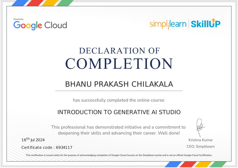 Bhanu Prakash Chilakala on LinkedIn: #generativeai #ai #simplilearn # ... Bhanu Prakash Chilakala on LinkedIn: #generativeai #ai #simplilearn # ...