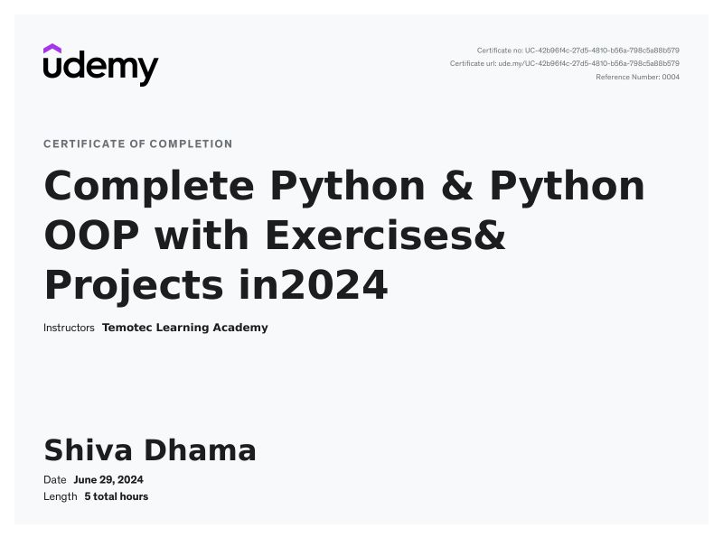 Shiva Dhama on LinkedIn: #python #oop #programming #udemy #learning # ... Shiva Dhama on LinkedIn: #python #oop #programming #udemy #learning # ...