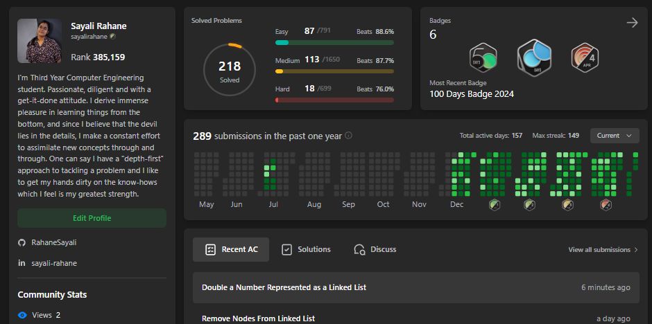 Sayali Rahane on LinkedIn: #365daychallenge #leetcode #dailycoding #dsa ... Sayali Rahane on LinkedIn: #365daychallenge #leetcode #dailycoding #dsa ...
