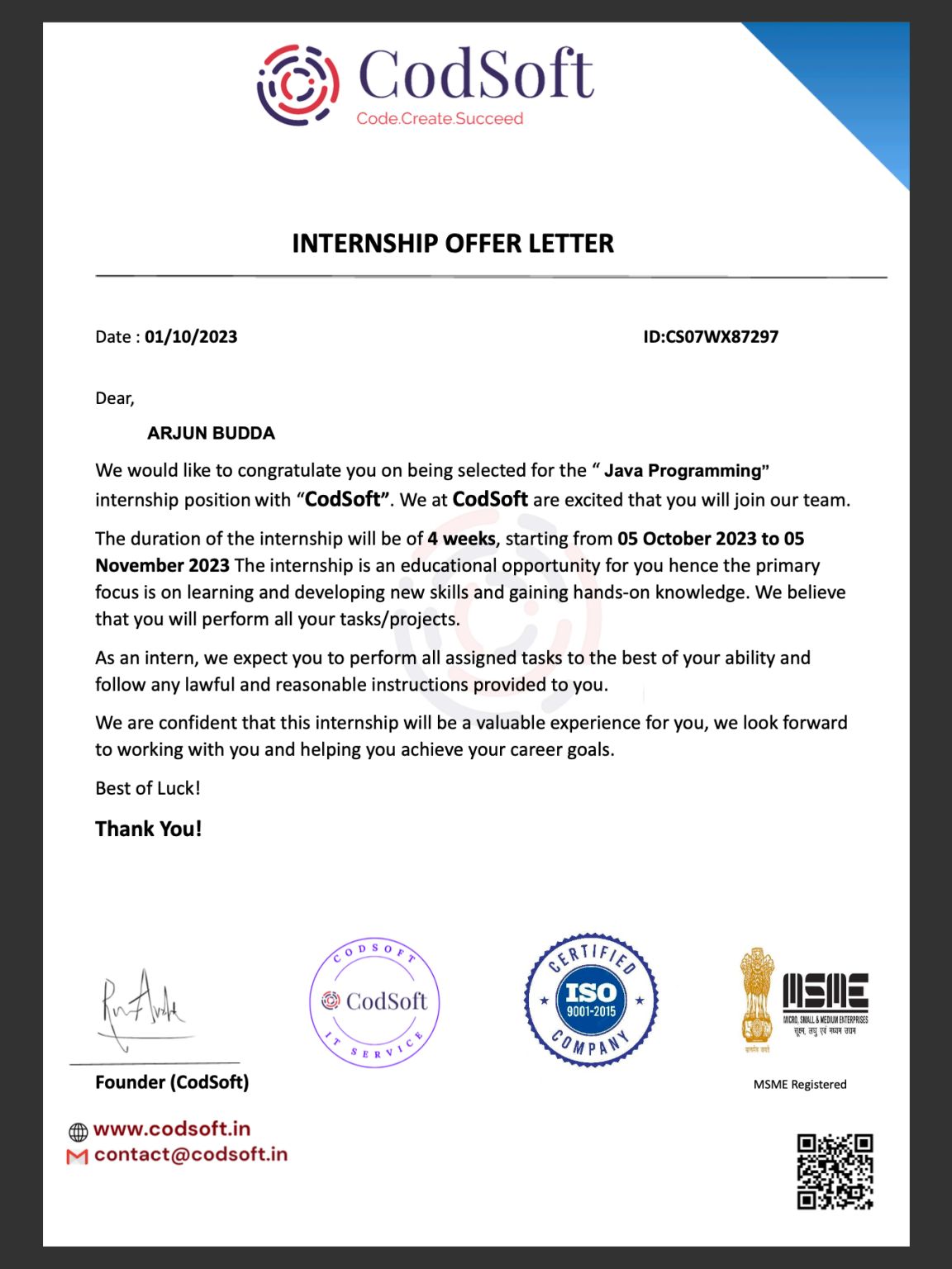 Arjun Budda on LinkedIn: #internship #javaprogramming #codsoft Arjun Budda on LinkedIn: #internship #javaprogramming #codsoft