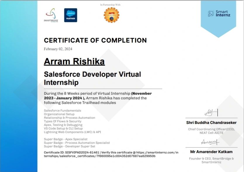 Arram Rishika on LinkedIn: #smartinternz #salesforce # ... Arram Rishika on LinkedIn: #smartinternz #salesforce # ...