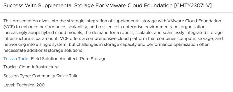 Tristan Todd on LinkedIn: #vmware #explore2024 #vmug #purestorage # ... Tristan Todd on LinkedIn: #vmware #explore2024 #vmug #purestorage # ...