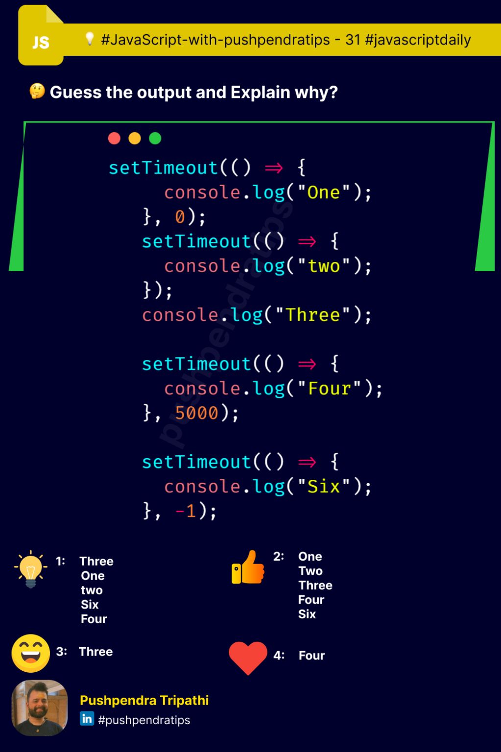 Pushpendra Tripathi on LinkedIn: #javascript #javascriptdaily # ... Pushpendra Tripathi on LinkedIn: #javascript #javascriptdaily # ...