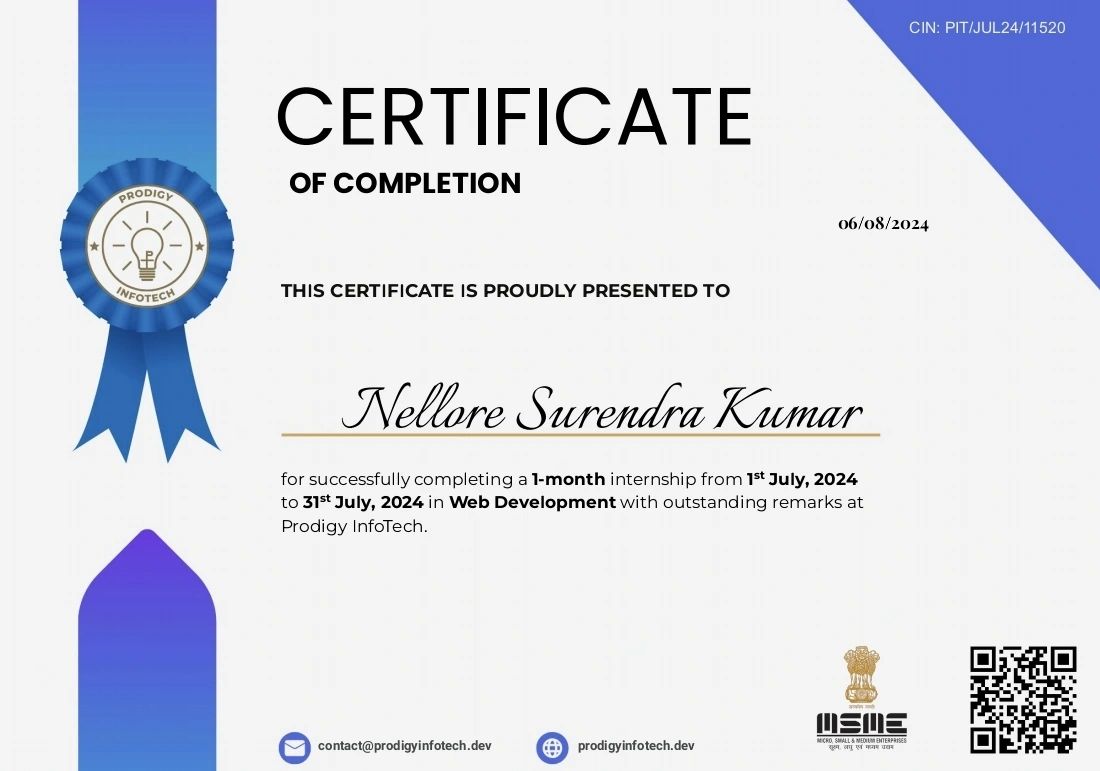 Surendra Nellore on LinkedIn: #prodigyinfotech #internship # ... Surendra Nellore on LinkedIn: #prodigyinfotech #internship # ...