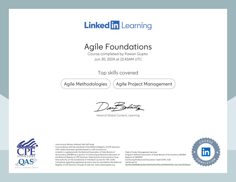 Pawan Gupta on LinkedIn: Certificate of Completion Pawan Gupta on LinkedIn: Certificate of Completion