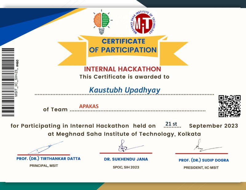 Kaustubh Upadhyay on LinkedIn: #sih #hackathon #innovation #success # ... Kaustubh Upadhyay on LinkedIn: #sih #hackathon #innovation #success # ...