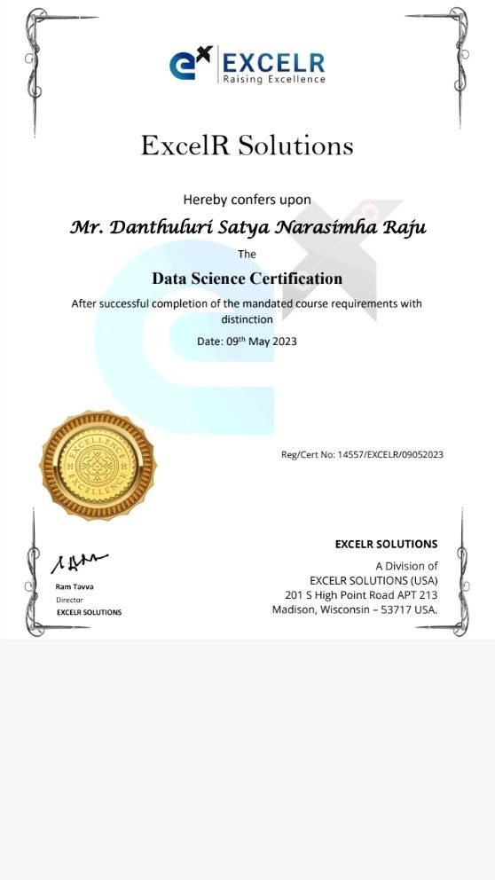 Raju DSN on LinkedIn: successfully completed Data Science Course with ... Raju DSN on LinkedIn: successfully completed Data Science Course with ...