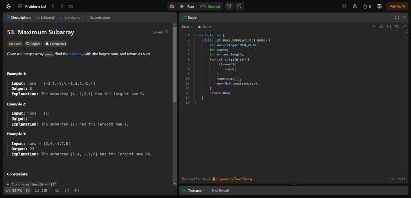 Vasanth Nanjappan.M on LinkedIn: #kadanealgorithm #maximumsubarray # ... Vasanth Nanjappan.M on LinkedIn: #kadanealgorithm #maximumsubarray # ...