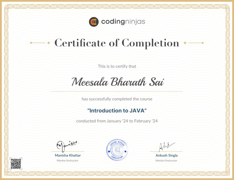 Bharath Sai on LinkedIn: #codingninjas #javaprogramming #introductiontojava Bharath Sai on LinkedIn: #codingninjas #javaprogramming #introductiontojava