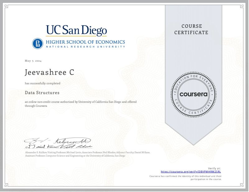 Completion of Data Structures course on Coursera | JEEVA SHREE posted ... Completion of Data Structures course on Coursera | JEEVA SHREE posted ...