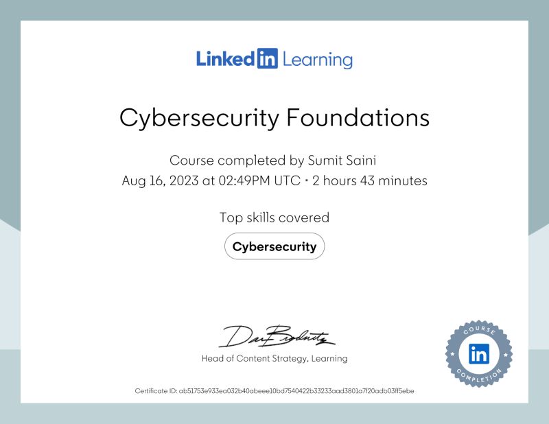 Sumit Saini on LinkedIn: Certificate of Completion Sumit Saini on LinkedIn: Certificate of Completion
