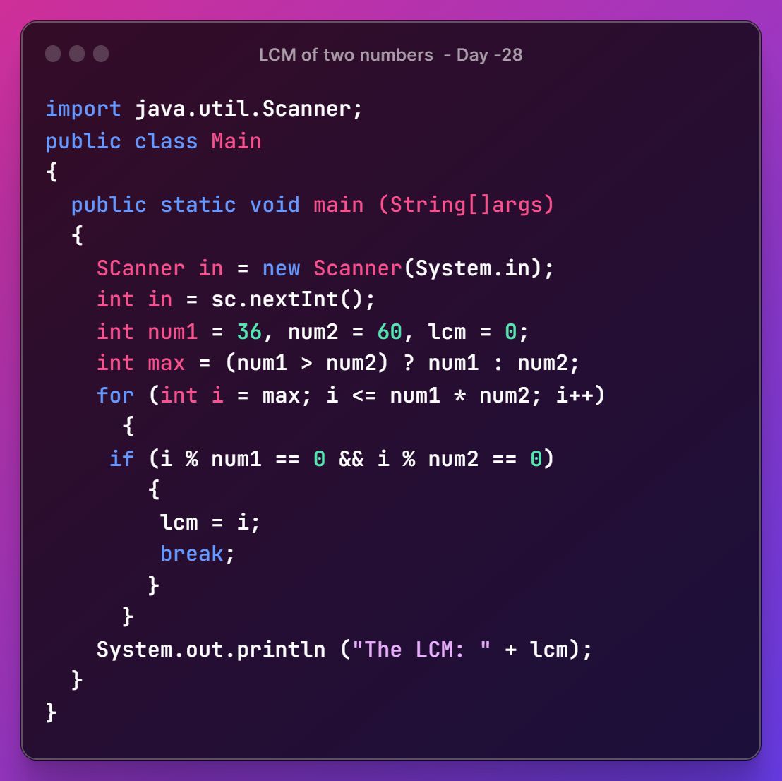 Sugesh R on LinkedIn: #day28 #100daysofcode #coding #java Sugesh R on LinkedIn: #day28 #100daysofcode #coding #java