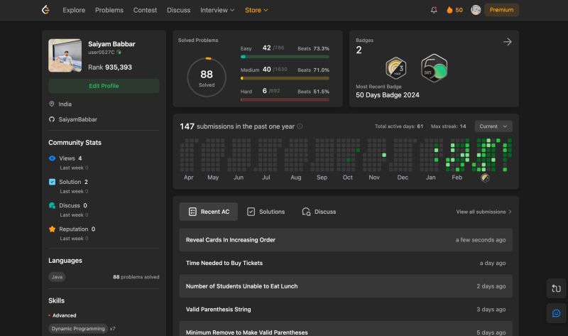 Completed 50+ hours of coding on LeetCode! | Saiyam Babbar posted on ... Completed 50+ hours of coding on LeetCode! | Saiyam Babbar posted on ...