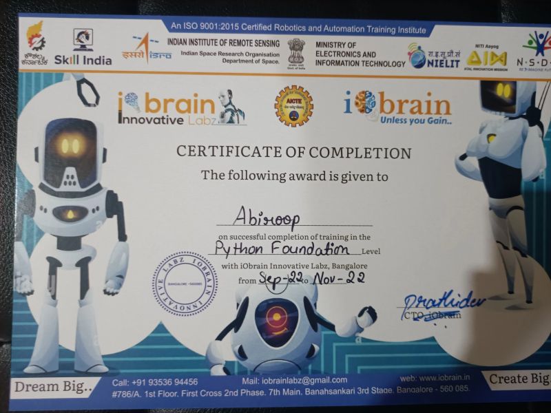 Abiroop Balaji on LinkedIn: #python #programming #certification # ... Abiroop Balaji on LinkedIn: #python #programming #certification # ...
